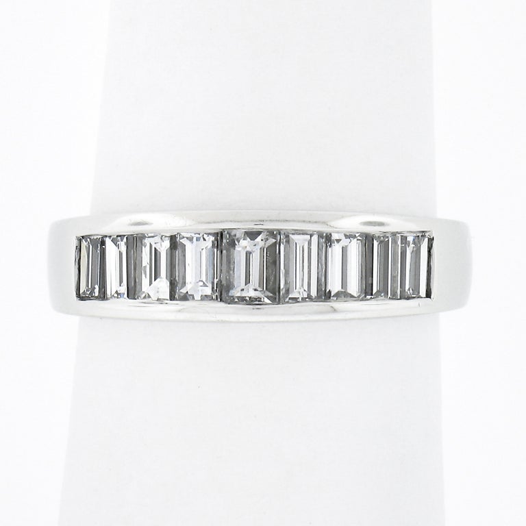 Platinum 1.02ctw Channel Set Straight Baguette Diamond Stack Wedding ...