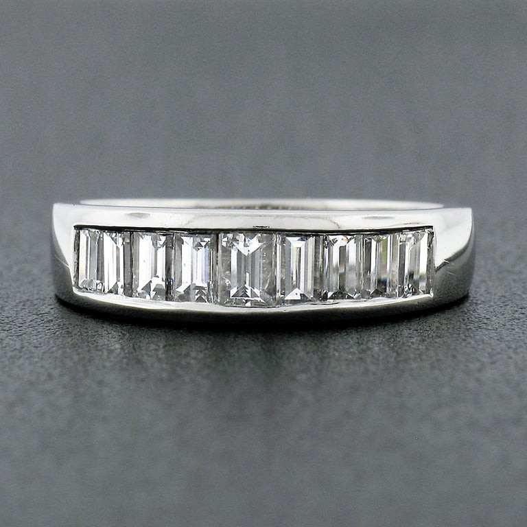 Platinum 1.02ctw Channel Set Straight Baguette Diamond Stack Wedding ...