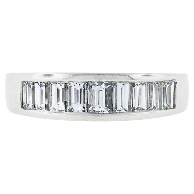 Platinum 1.02ctw Channel Set Straight Baguette Diamond Stack Wedding ...