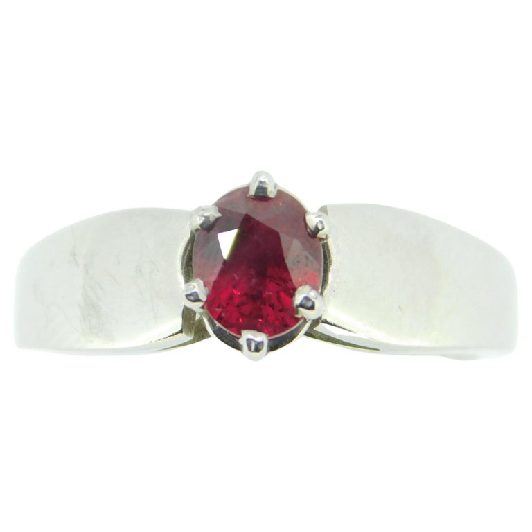Platinum 1.10ct Ruby Ring Fine Red Color For Sale at 1stDibs