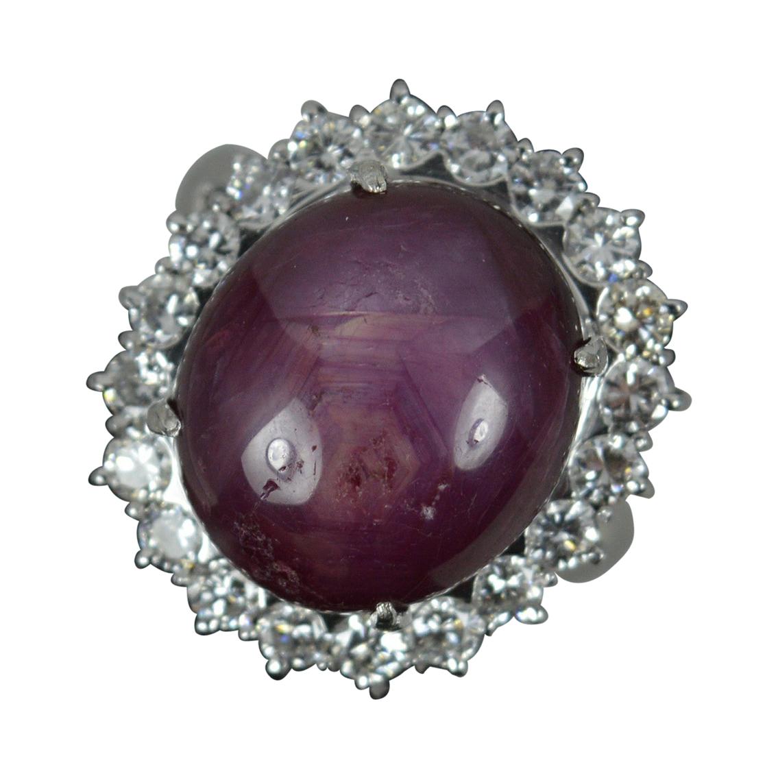 Star Ruby, Platinum and Diamond Ring at 1stDibs