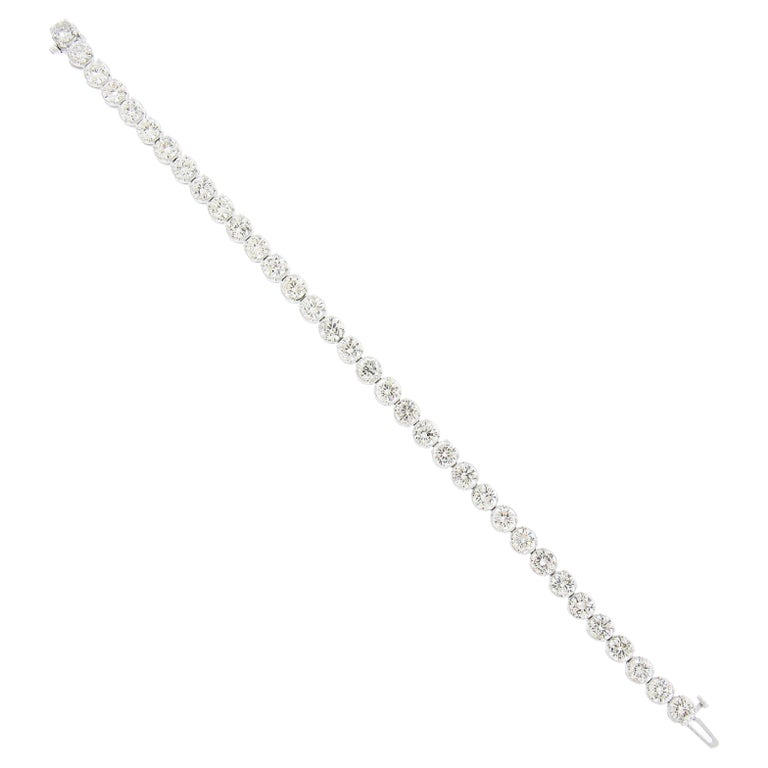 Platinum 12.55ct 34 Round Brilliant Large Diamond Line Tennis Statement Bracelet For Sale at 1stDibs