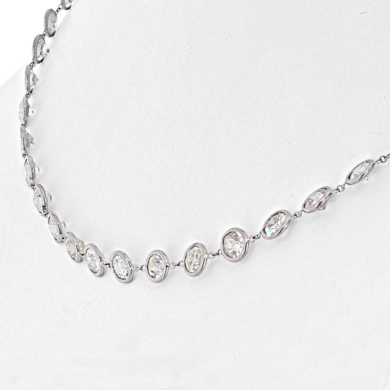Platinum 13.50cts Round Cut Diamond By The Yard Chain Necklace For Sale ...
