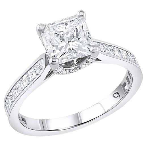 Alexandra Mor Double-Shank Floating Radiant-Cut Diamond Gold Platinum ...
