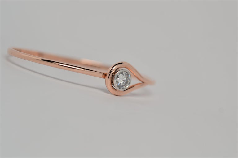 Platinum and 14K Rose Gold Solitaire Diamond Bangle Bracelet, 0.75ct ...