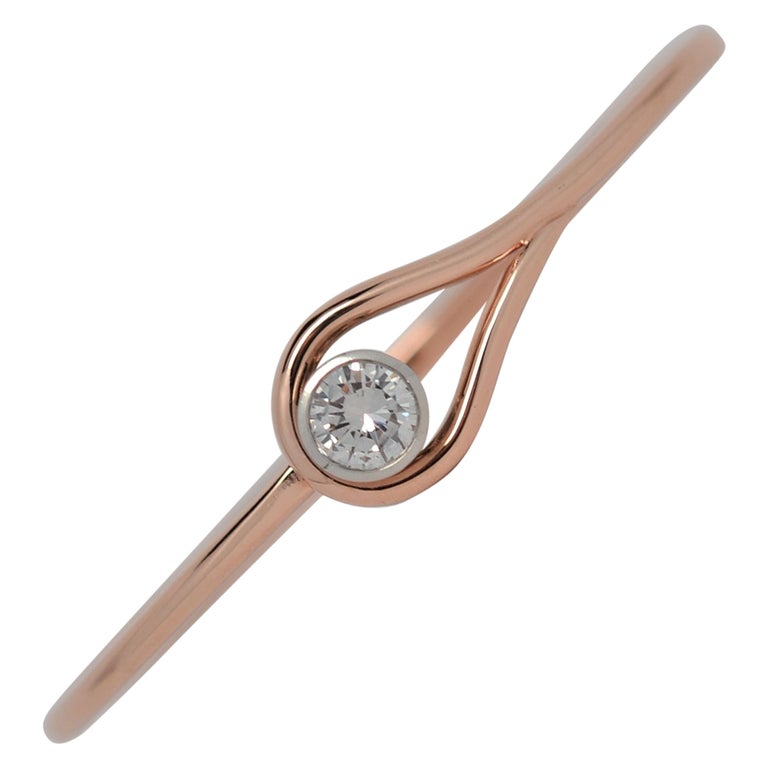 Platinum and 14K Rose Gold Solitaire Diamond Bangle Bracelet, 0.75ct ...