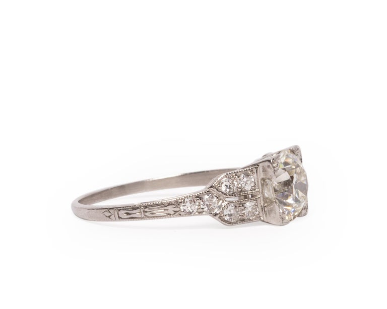 Platinum 1.52 CTTW Old European Cut Diamond Split Shank Engagement Ring ...