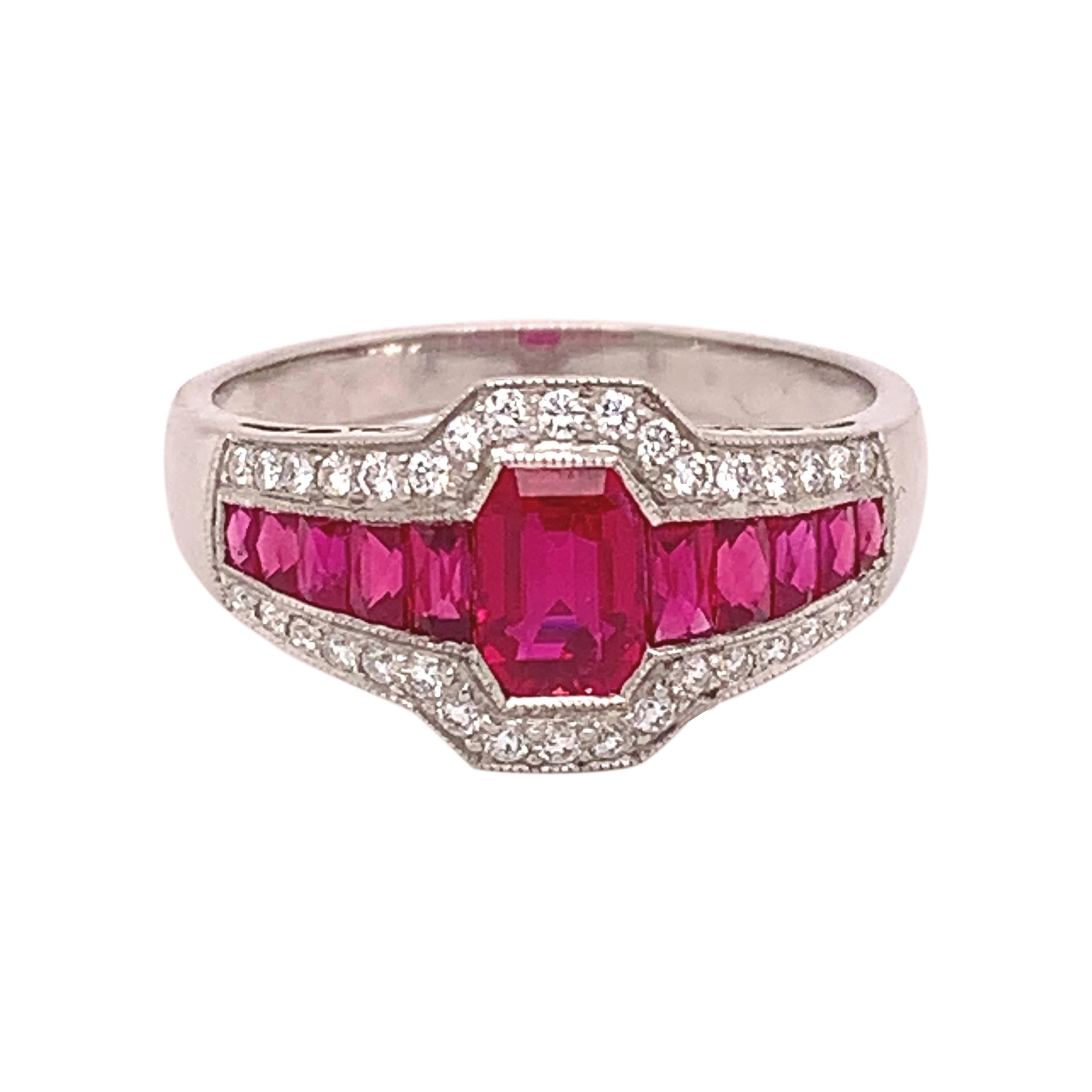Certified 13.52 Carat Natural Untreated Ruby and Diamond Platinum Ring ...