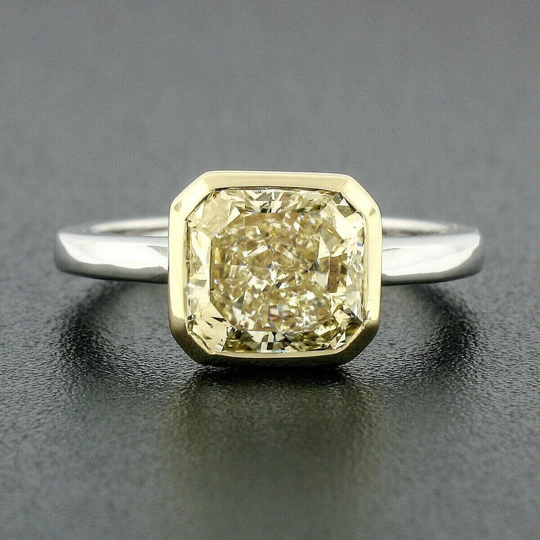 Platinum and 18k Gold 2.55 Carat GIA Fancy Yellow Diamond Solitaire ...