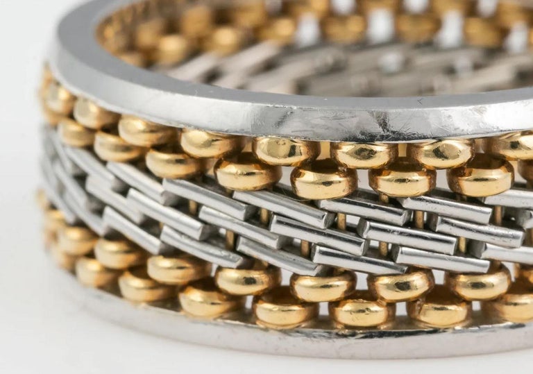 Platinum 18k Gold Two Tone Designer Basket Weave Ring Very Special ...