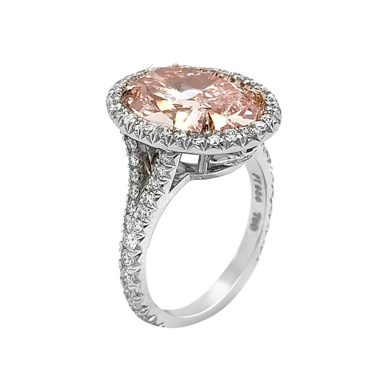 Platinum and 18 Karat Rose Gold 5.02 Carat Fancy Intense Pink HPHT ...