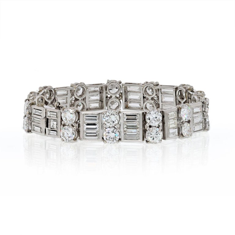 Platinum 1930's Deco Diamond One Line Bracelet For Sale at 1stDibs