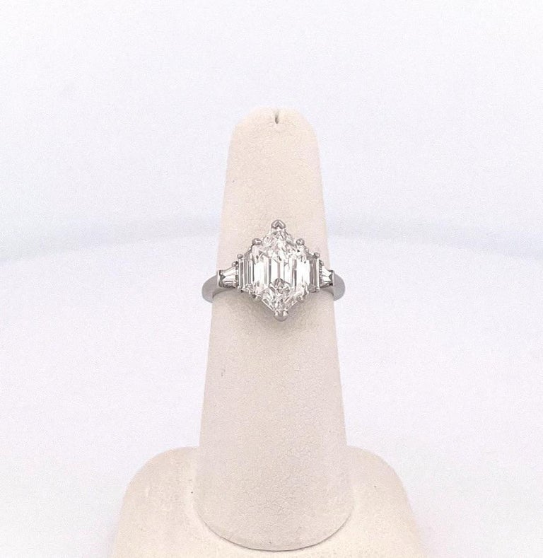 Platinum 2.87 Modified Hexagon Step Cut Diamond 5-Stone Ring For Sale ...