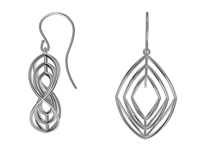 Platinum 3 Rhombus Earrings For Sale at 1stDibs