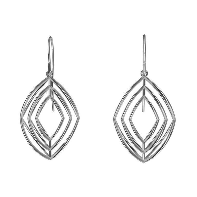 Platinum 3 Rhombus Earrings For Sale at 1stDibs