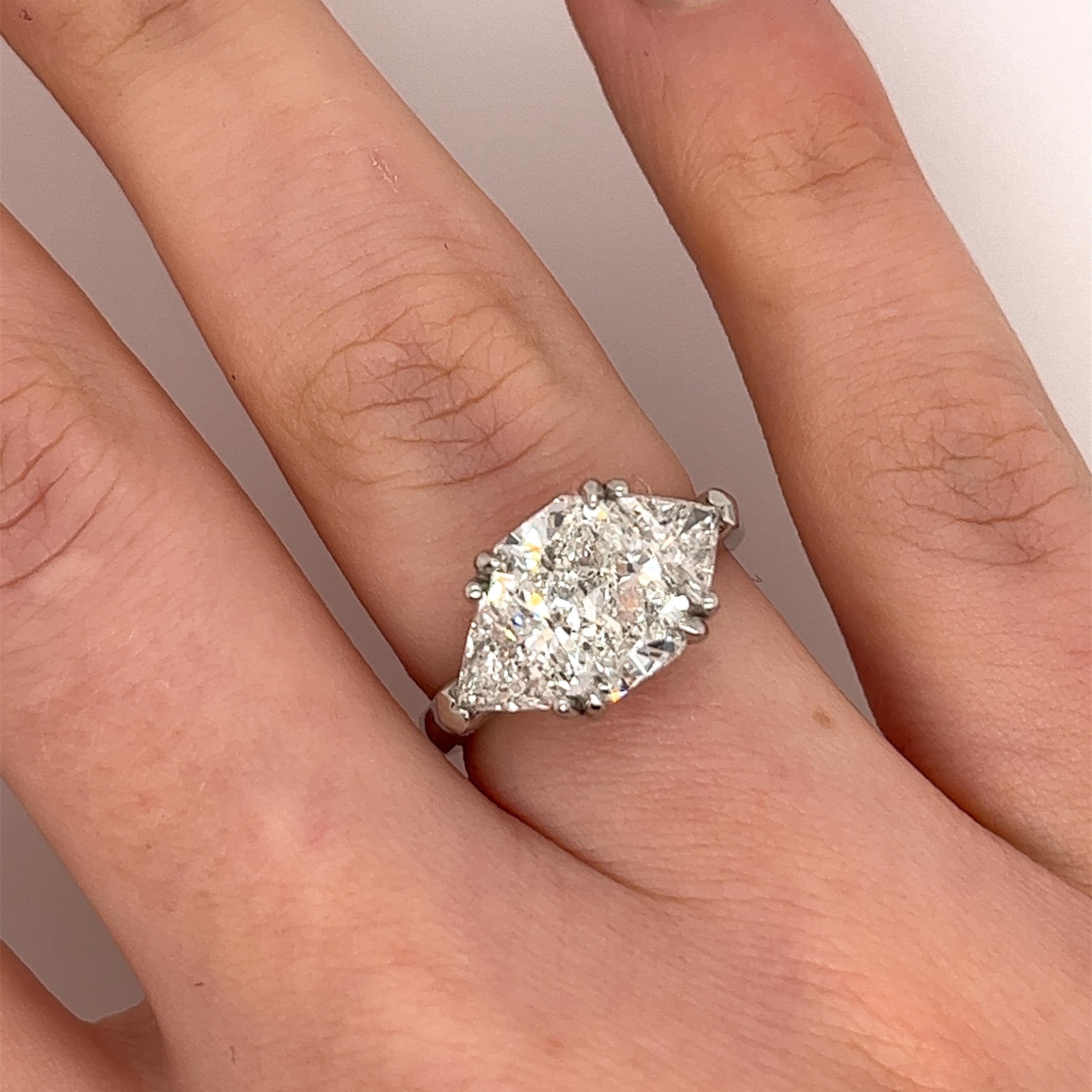 Platinum 3.14ct I/VS1 Modified Brilliant Diamond Ring and 1.60ct ...