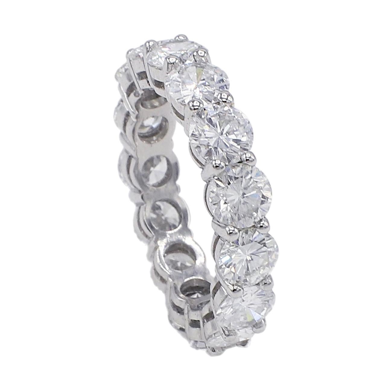 Green Emerald and Diamond Eternity Stackable Set of 3 Ring Platinum at ...