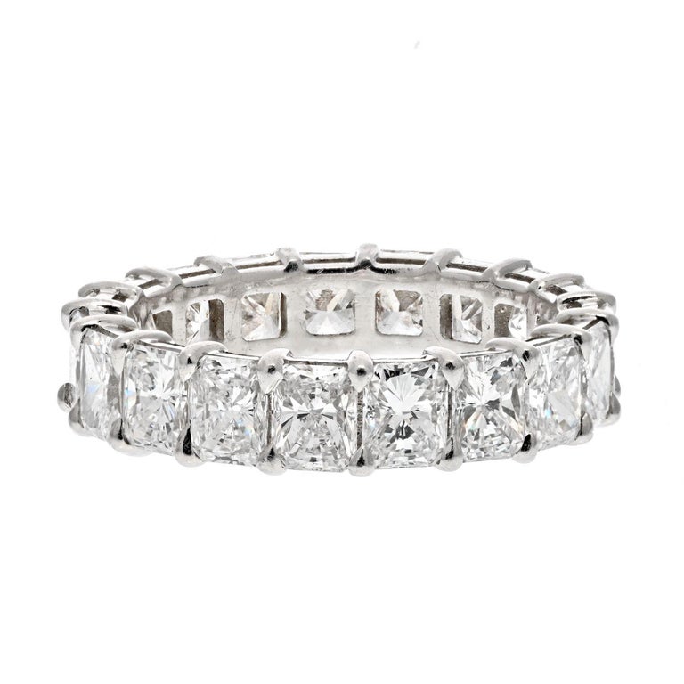 Platinum 6.50 Carats Radiant Cut Diamond Eternity Band For Sale at 1stDibs