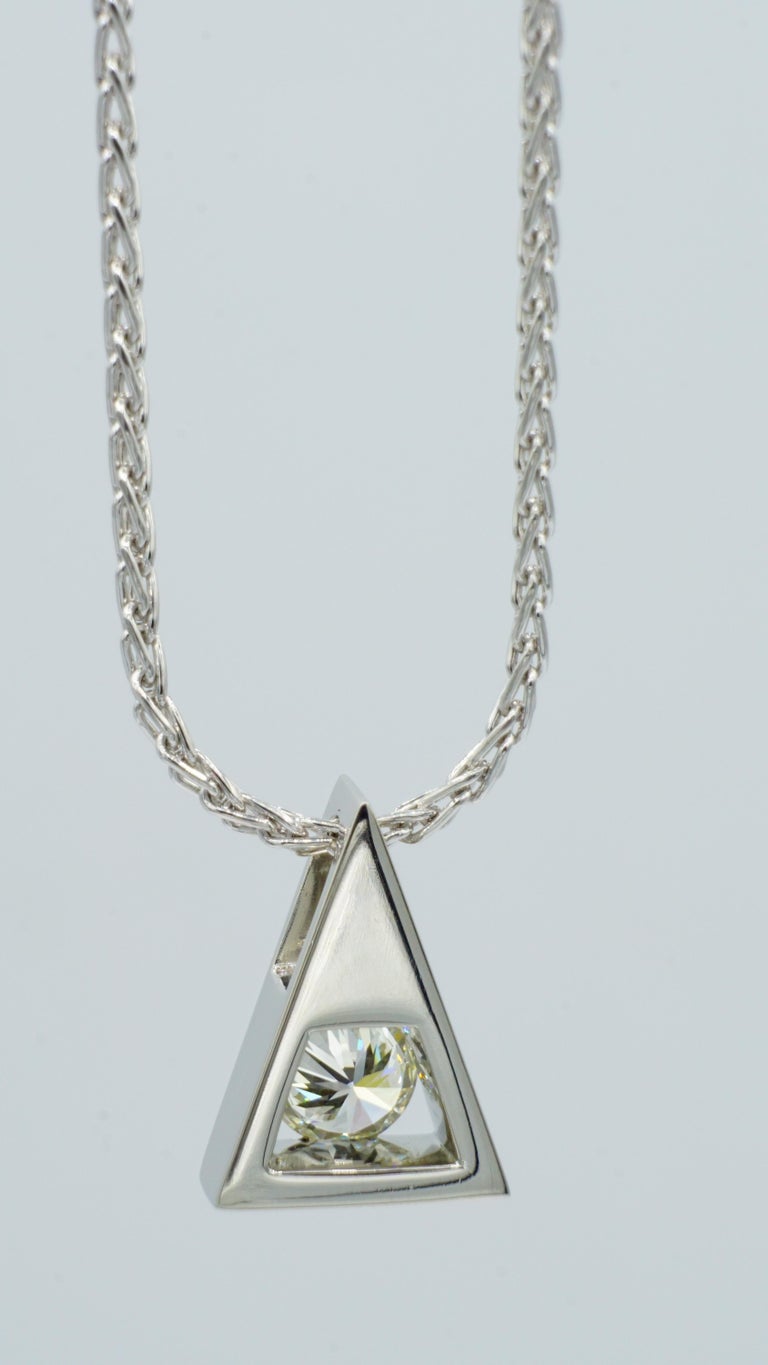 Platinum .75ct Round Brilliant Diamond Triangle Pendant by Rock N Gold ...