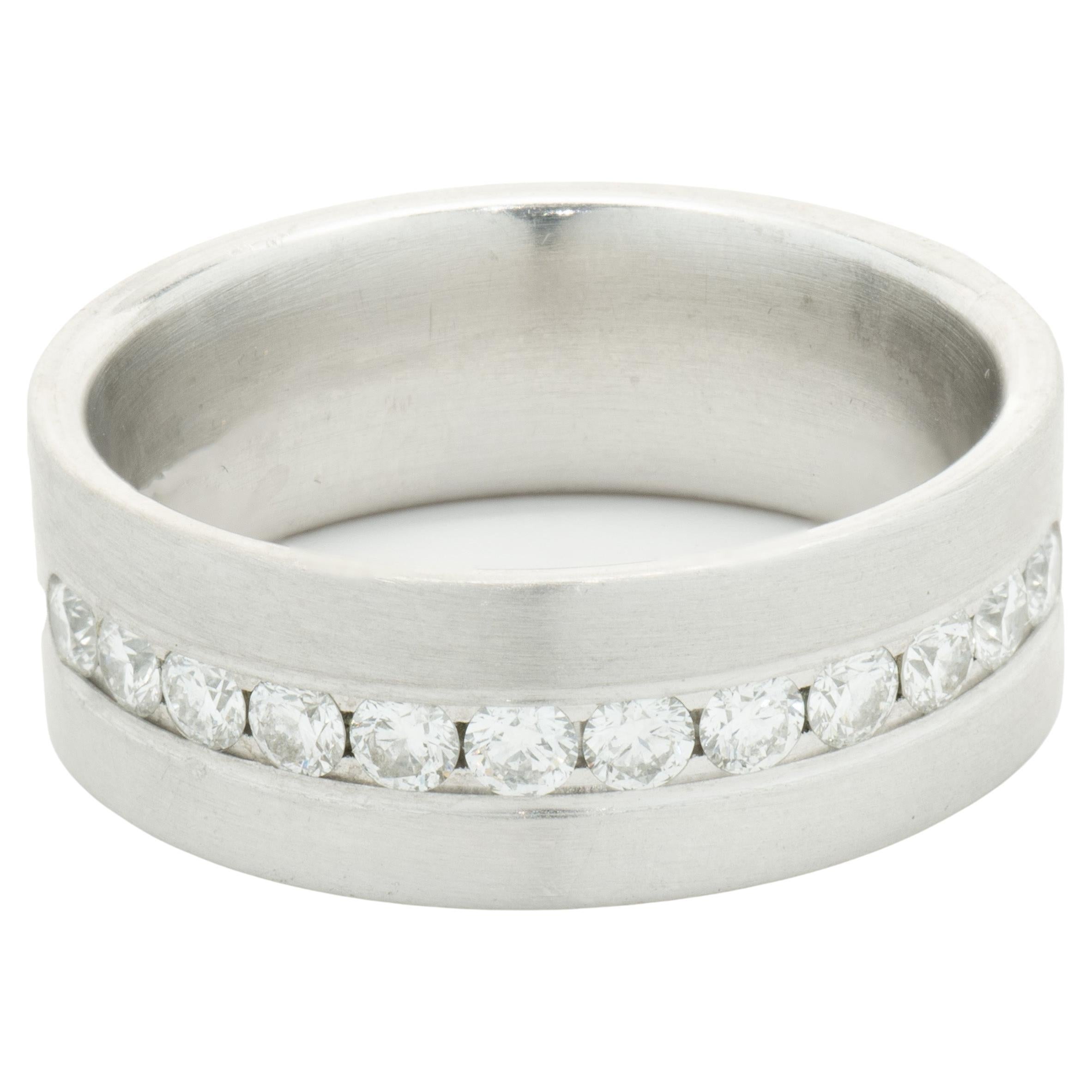 Platinum 8MM Channel Set Diamond Band For Sale at 1stDibs