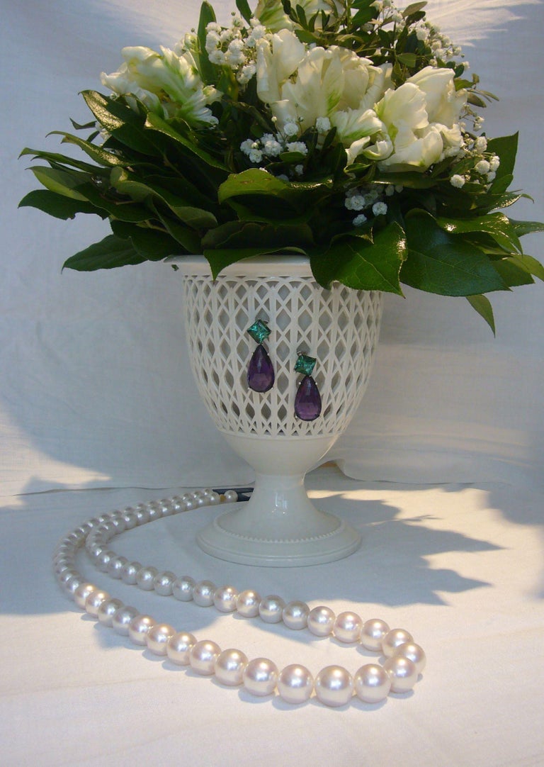 Platinum Amethyst Tourmaline Diamond Earrings Wagner Collection For ...