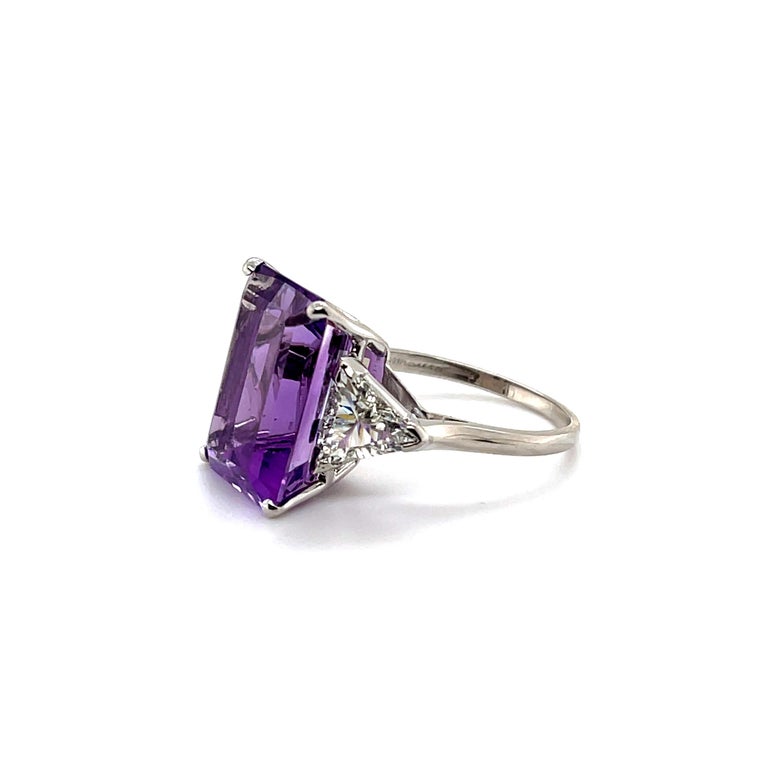 Platinum Amethyst and Diamonds Three Stone Cocktail Ring 2.05 ctw For ...