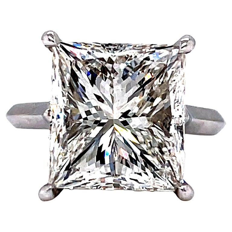 Platinum and 10.01 Ct Rectangular Modified Brilliant Cut GIA H SI2 Ring ...