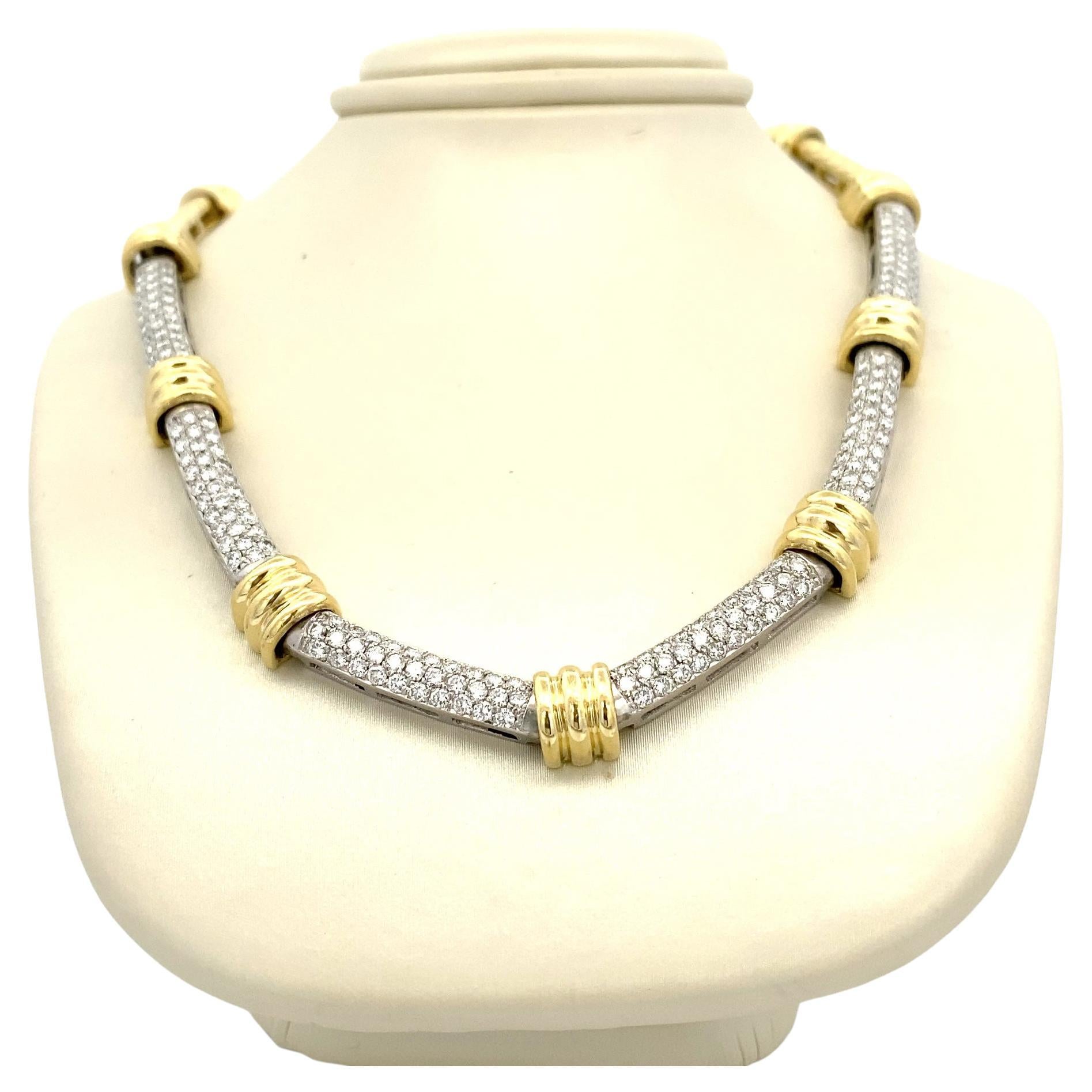 Platinum and 18k Custom Link Diamond Necklace For Sale at 1stDibs