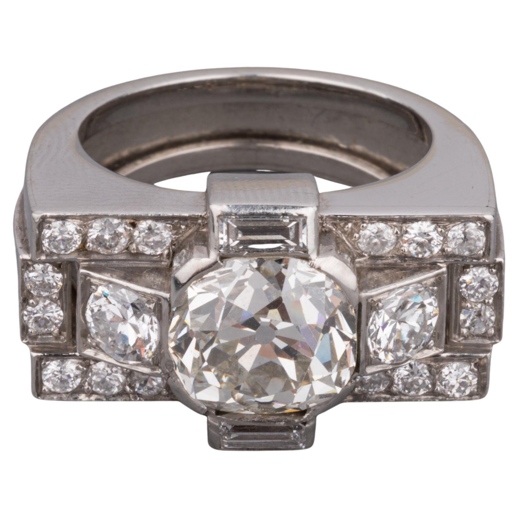 7.25 Carat French Art Deco Sapphire Diamond Platinum Ring For Sale at ...
