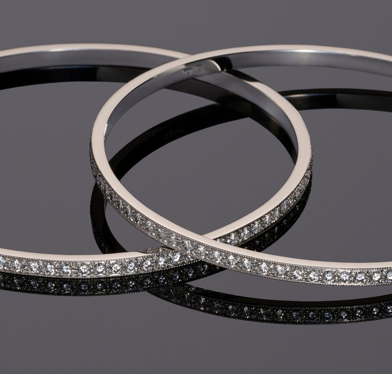 Platinum and Diamond Bangle For Sale at 1stDibs
