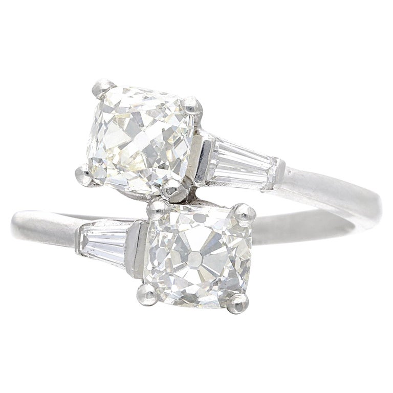 Platinum and Diamond Bypass Ring For Sale at 1stDibs