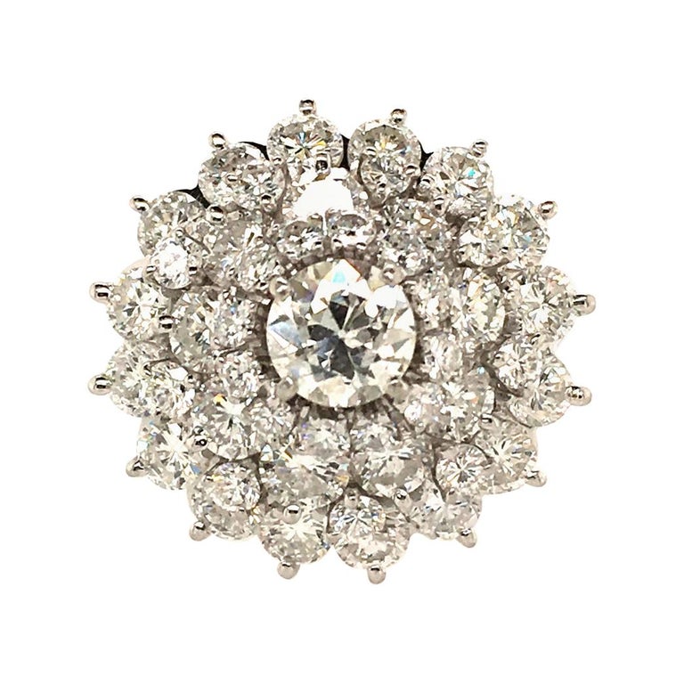 Platinum and Diamond Cluster Ring at 1stDibs