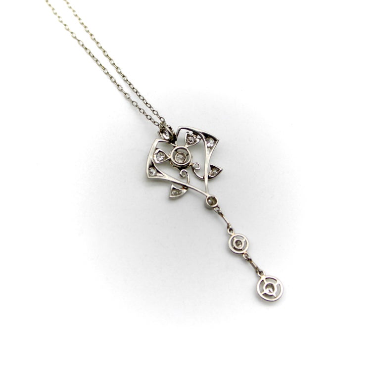 Platinum and Diamond Edwardian Lavaliere Necklace For Sale at 1stDibs
