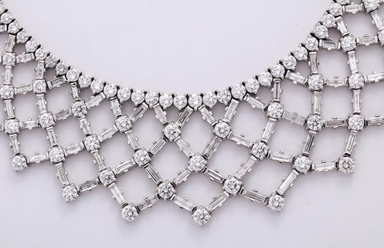 Platinum and Diamond Formal Lattice Diamond Necklace For Sale at ...