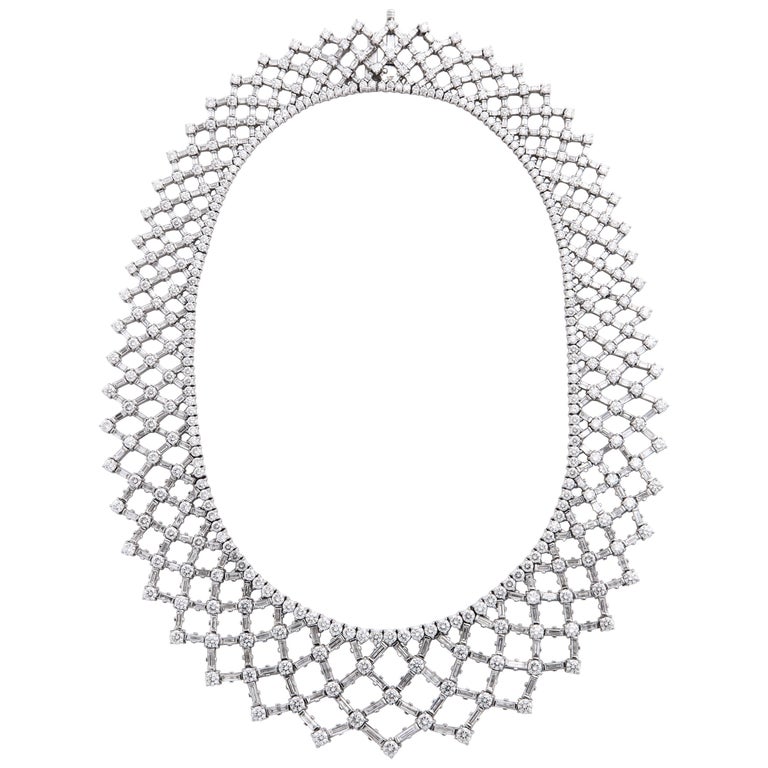 Platinum and Diamond Formal Lattice Diamond Necklace For Sale at ...