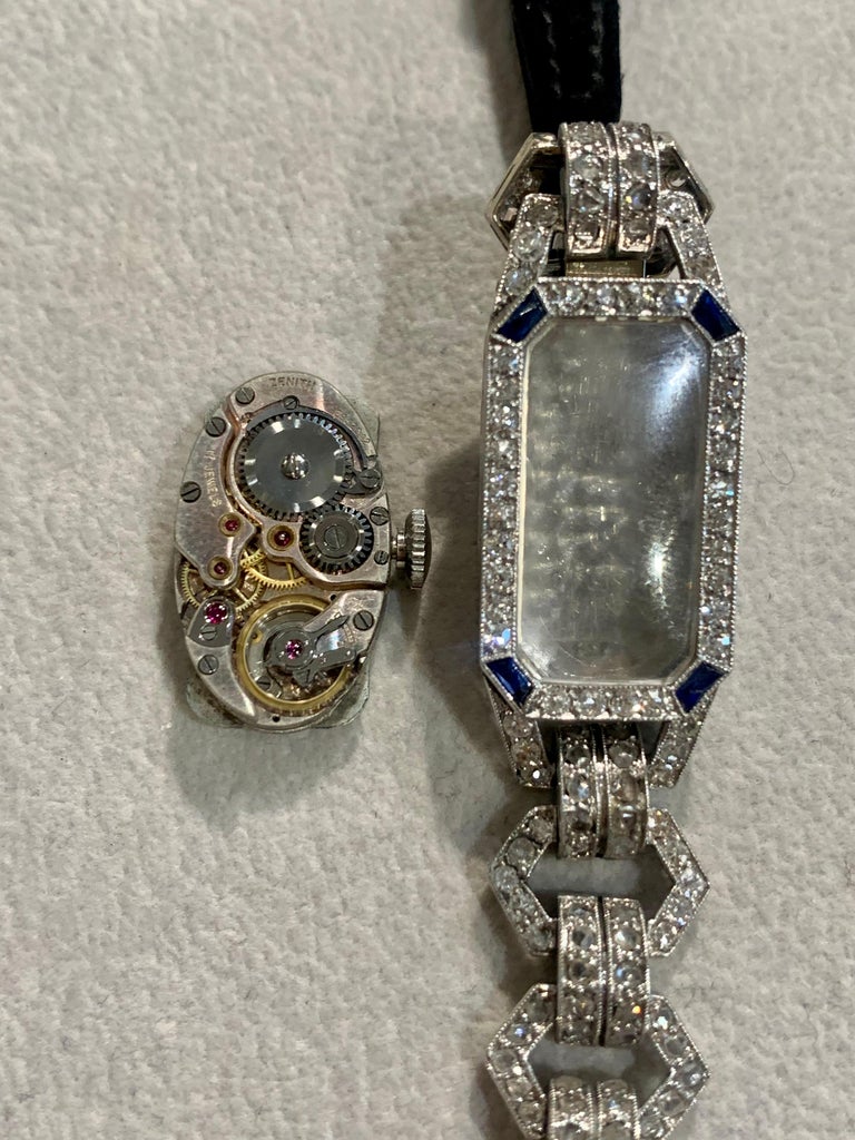 Platinum and Diamonds Art Deco Watch Movement Signed Zenith For Sale at ...
