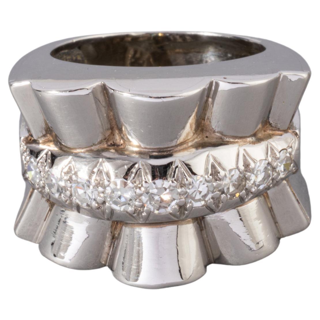 French 1940 Ring, Gold Platinum and Diamonds at 1stDibs