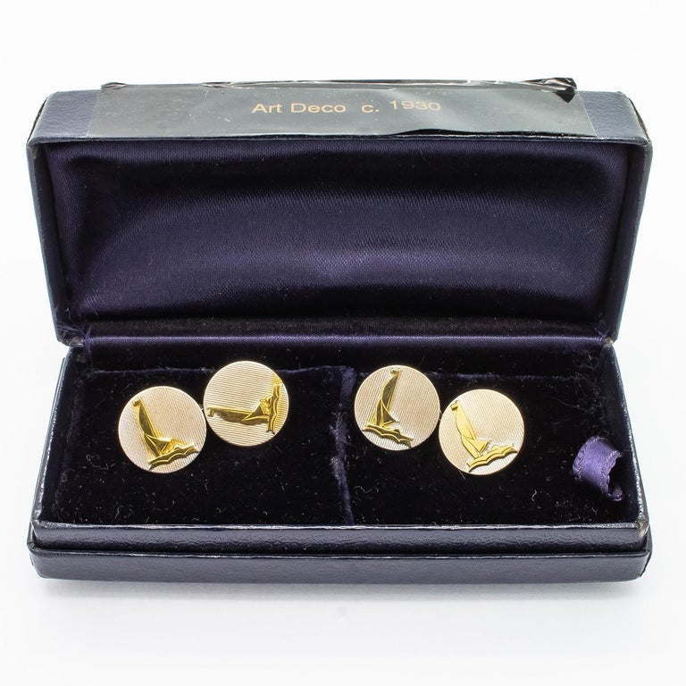 Platinum and Gold Boat Cufflinks, circa 1950 For Sale at 1stDibs