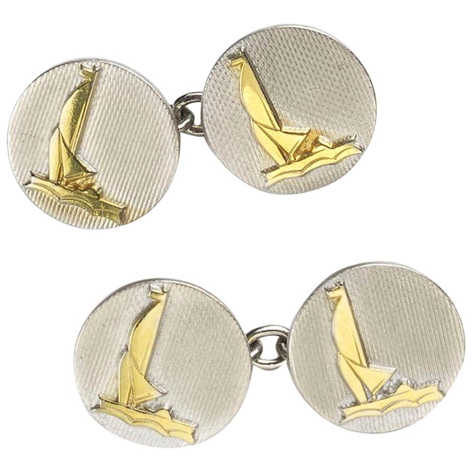 French 1960 gold boating shackle cufflinks at 1stDibs