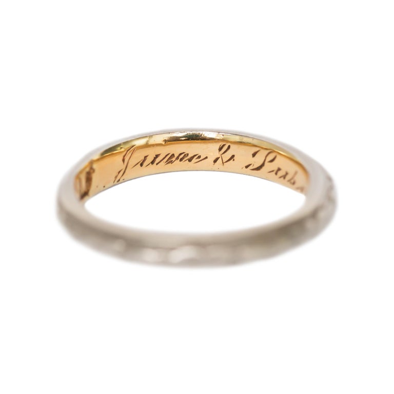 Platinum and Gold Inlay Wedding Band For Sale at 1stDibs