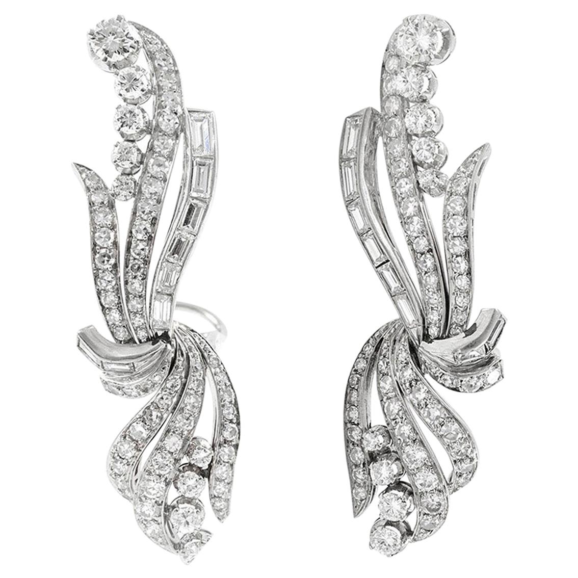 Platinum and Diamonds Droop Earrings For Sale at 1stDibs