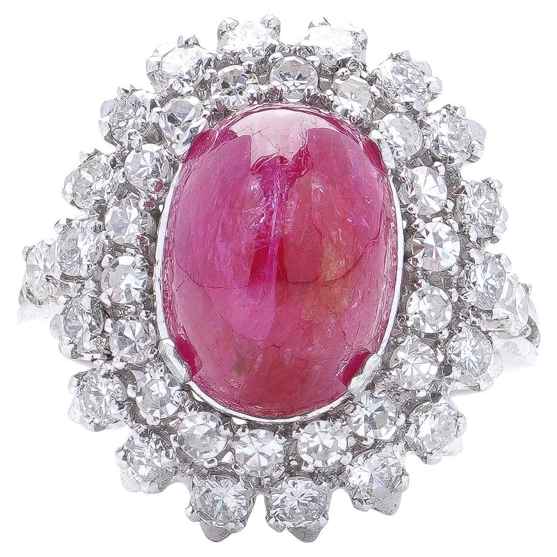 Antique Ruby and diamond cluster ring at 1stDibs