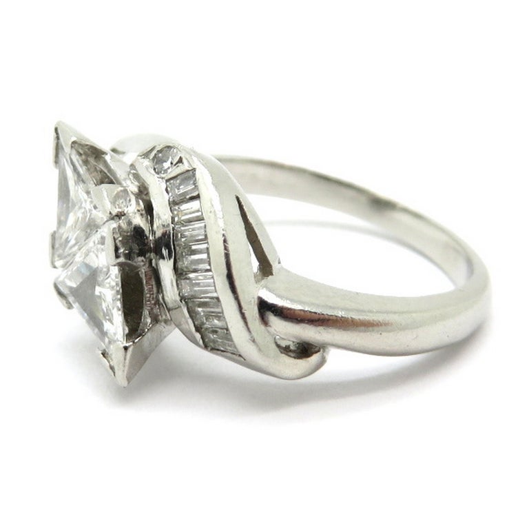 Platinum Antique Art Deco Style Trillion and Baguette Diamond ...