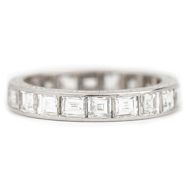 Platinum Art Deco 2.30ct Asscher and Emerald Cut Diamond Full Eternity ...