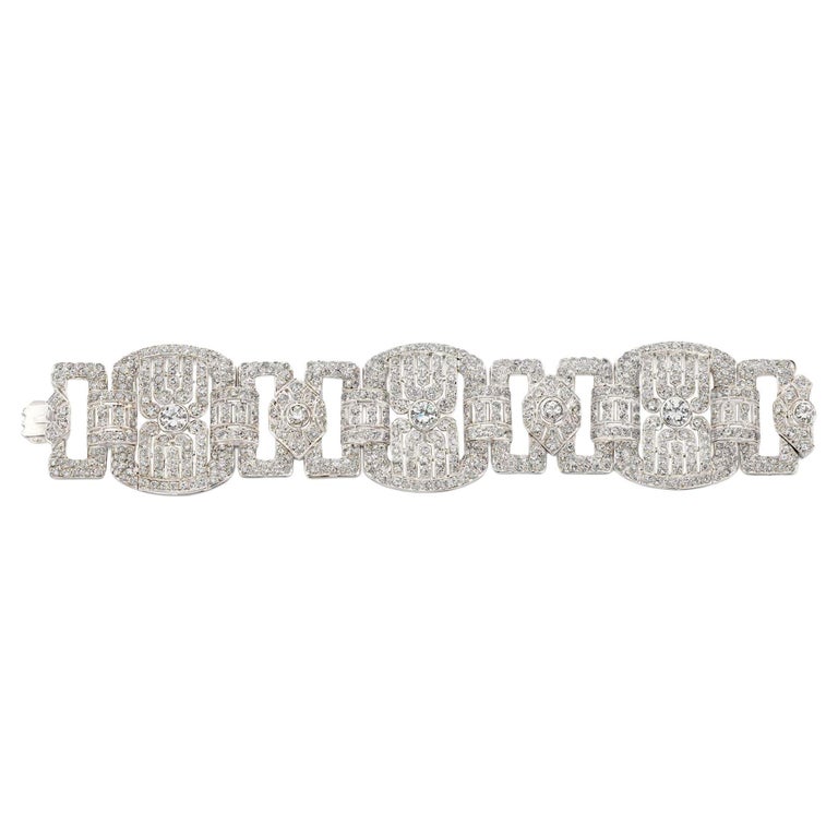 Platinum Art Deco Diamond Bracelet with 37.50 Ctw of Diamonds For Sale ...