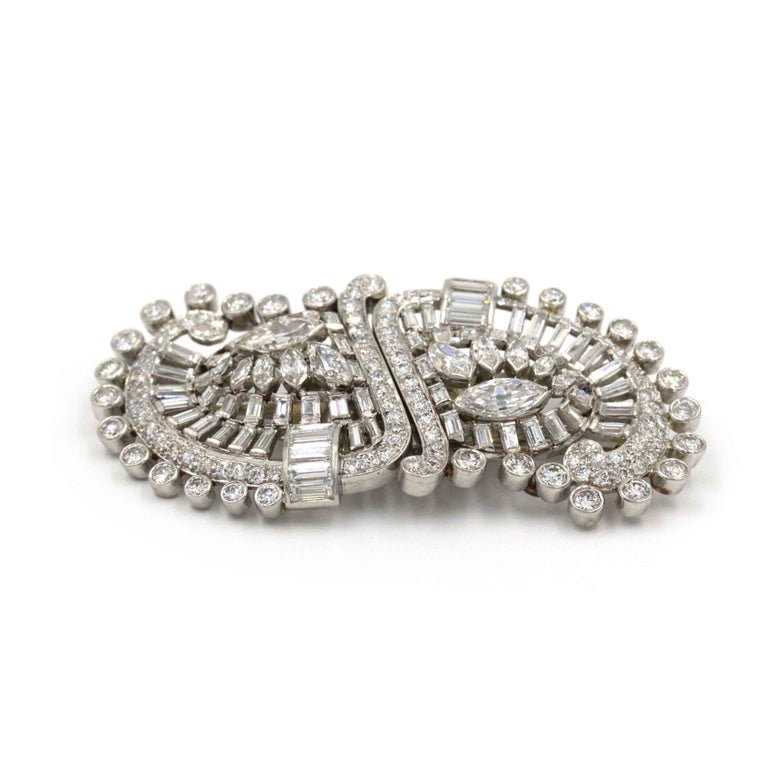Platinum Art Deco Pin/Brooch with ~7.50 CTW of Diamonds For Sale at 1stDibs