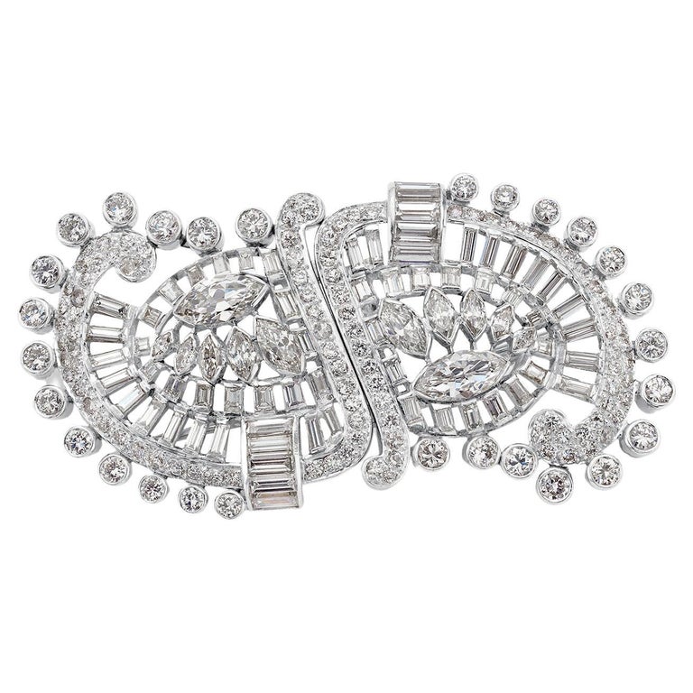 Platinum Art Deco Pin/Brooch with ~7.50 CTW of Diamonds For Sale at 1stDibs