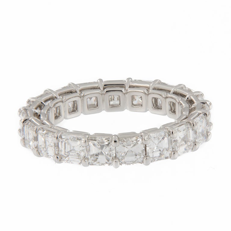 Platinum Asscher Cut E-F VVS Diamond Eternity Band For Sale at 1stDibs
