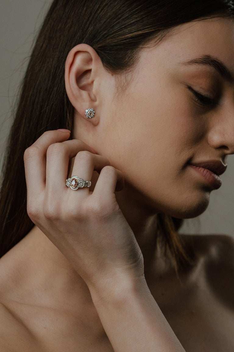 Customizable Platinum Australian Argyle Pink Diamond Halo Ring For Sale at 1stDibs