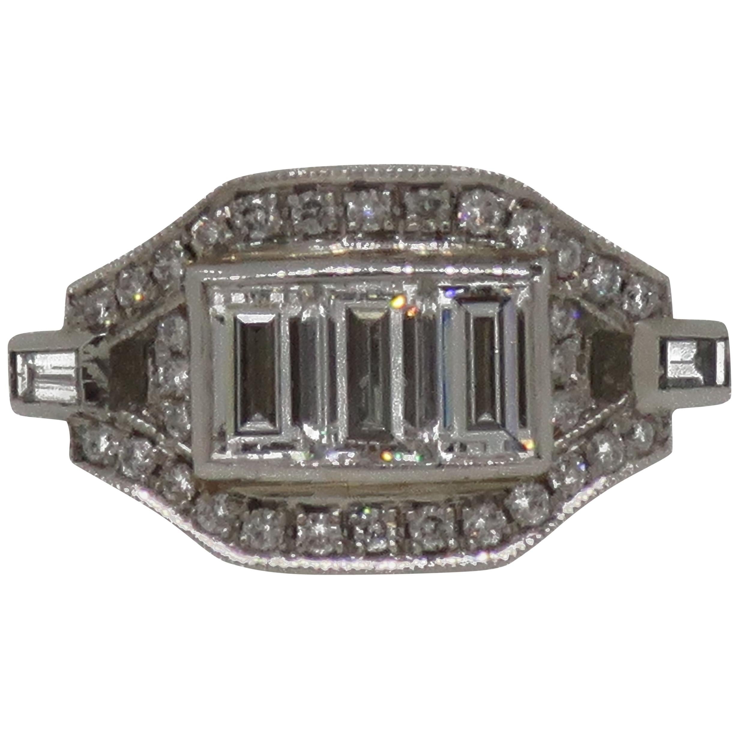Platinum Diamond Art Deco Style Target Cluster Ring For Sale at 1stDibs